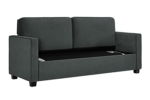 DHP Signature Sleep Casey Velvet Sofa with Memory Foam Mattress, Gray, Queen