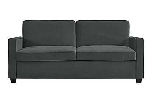 DHP Signature Sleep Casey Velvet Sofa with Memory Foam Mattress, Gray, Queen