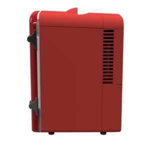 ARCTIC CHEF RMIS129RED RMIS129-RED RCA Mini Portable Compact Personal Fridge Cooler, 4 Liter Capacity Chills Six 12 oz Cans, 100% Freon-Free & Eco Friendly, Includes Multiple Chargers, Red