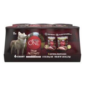 purina one true instinct tender cuts in gravy with real turkey and venison, and with real chicken and duck high protein wet dog food variety pack - (pack of 6) 13 oz. cans