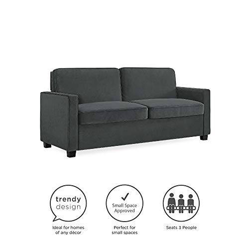 DHP Signature Sleep Casey Velvet Sofa with Memory Foam Mattress, Gray, Queen