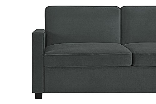 DHP Signature Sleep Casey Velvet Sofa with Memory Foam Mattress, Gray, Queen