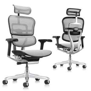 ergohuman eurotech me7erg gen2 high back mesh office chair with tilt tension control, tilt lock, back angle, back height, synchro tilt, seat height, seat depth, and arm height adjustments, grey