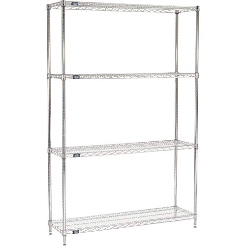 Nexel 14" x 48" x 74", 4 Tier Adjustable Wire Shelving Unit, NSF Listed Commercial Storage Rack, Chrome Finish, leveling feet