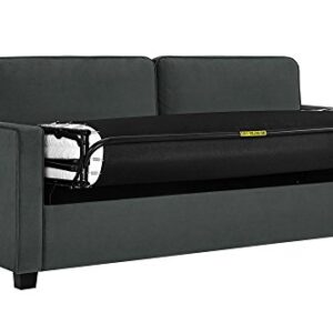 DHP Signature Sleep Casey Velvet Sofa with Memory Foam Mattress, Gray, Queen