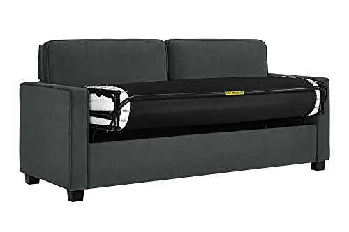 DHP Signature Sleep Casey Velvet Sofa with Memory Foam Mattress, Gray, Queen