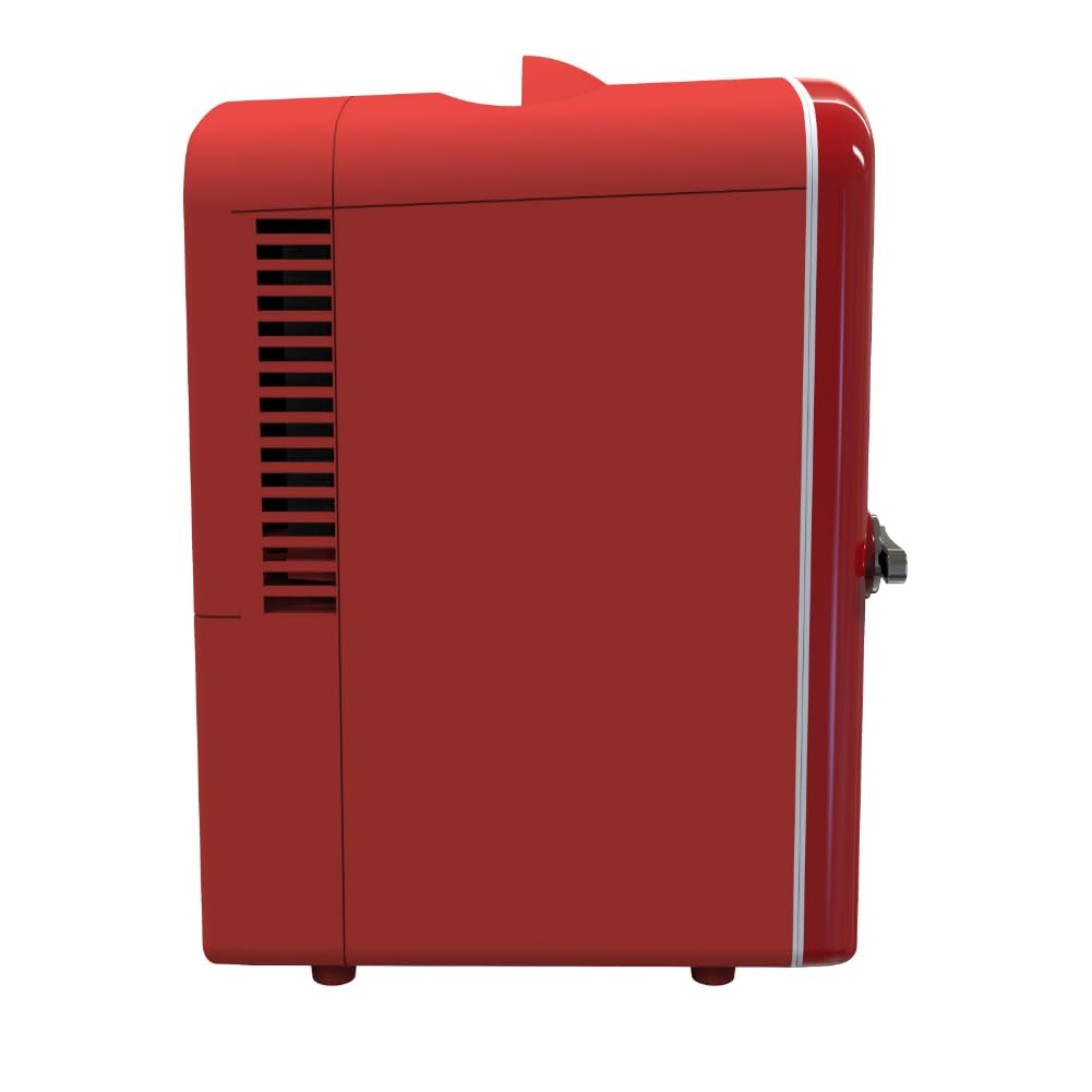 ARCTIC CHEF RMIS129RED RMIS129-RED RCA Mini Portable Compact Personal Fridge Cooler, 4 Liter Capacity Chills Six 12 oz Cans, 100% Freon-Free & Eco Friendly, Includes Multiple Chargers, Red