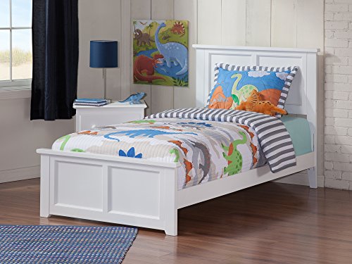 AFI Madison Twin Traditional Bed with Matching Footboard and Turbo Charger in White