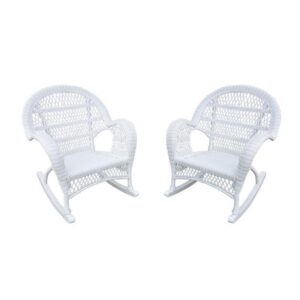 jeco wicker rocker chair, set of 2, white