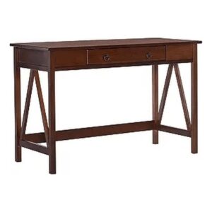 bowery hill 1-drawer transitional wood desk in antique tobacco