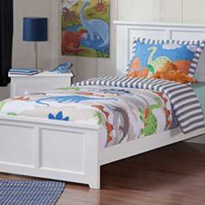 AFI Madison Twin Traditional Bed with Matching Footboard and Turbo Charger in White