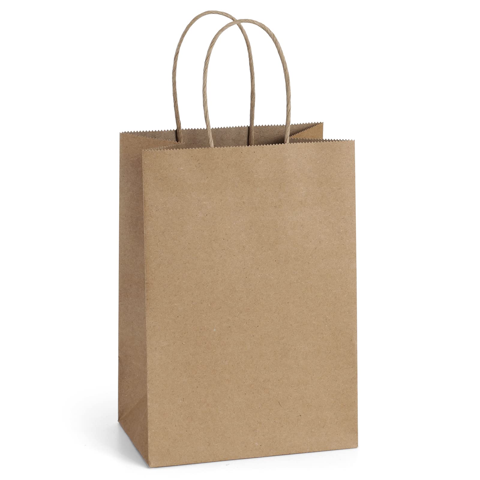 BagDream Kraft Paper Bags 50Pcs 5.25x3x8 Inches Small Paper Gift Bags with Handles Bulk Party Favor Bags Paper Shopping Bags Brown Gift Bags 100% Recyclable Paper Sacks