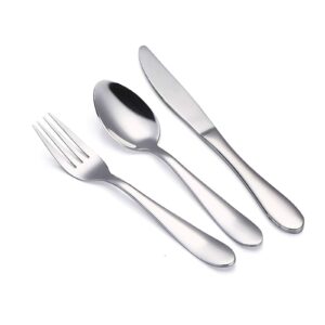 vanra 3-piece children flatware set 18/10 stainless steel child set tableware set silver cutlery set silverware dinner utensils for kids (chrome finished) (fork spoon knife)