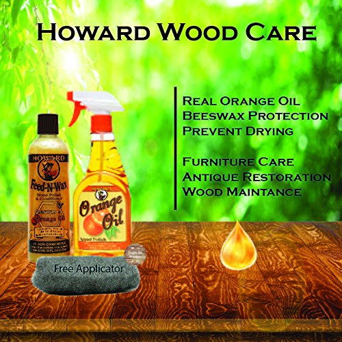 Howard Feed N Wax Wood Polish and Conditioner, and Howard Orange Oil Wood Polish, Wood Furniture Cleaner and Teak Wood Cleaner