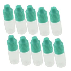 newzoll plastic dropper bottle, 5ml empty squeezable clear liquid drop bottles with childproof cap, for solvents, essence(10pcs, green cap)