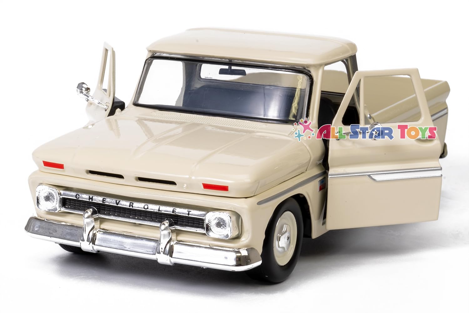 New Motormax - 1966 Chevy C10 Fleetside Pickup Cream 1:24 - 73355AC ,#G14E6GE4R-GE 4-TEW6W239922