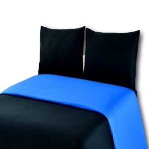 tache 3 piece 100% cotton reversible solid deep blue and black duvet cover set, california king