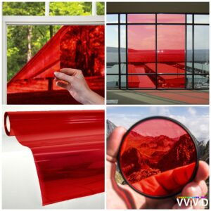 vvivid transparent colorful vinyl window tinting sheets (1.49ft x 5ft, red)