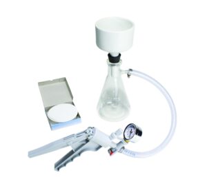 united scientific® fltkit vacuum filtering kit | includes 500ml filtering flask, vacuum pump, buchner funnel, filter paper, rubber tubing, stopper