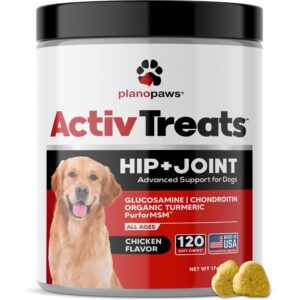 glucosamine for dogs hip and joint supplement - safe joint support for dogs - dog joint supplement with glucosamine chondroitin msm turmeric - 120 joint care chews for dogs activtreats