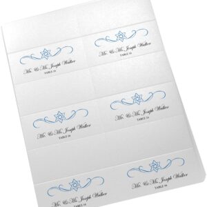 Intertwined Star of David Flourish Jewish Printable Place Cards, Royal Blue (Choose Color), Set of 150 (25 Sheets), Laser & Inkjet Printers - Wedding, Party, Dinner, and Special Events