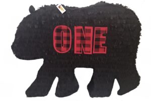 20" tall lumberjack bear pinata for first birthday wild one party