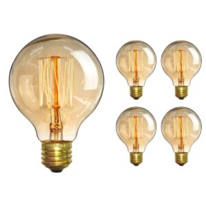 ctkcom vintage edison bulb(4 pack)- antique incandescent bulbs dimmable 40w equivalent warm yellow lamps, for loft coffee bar kitchen home light fixtures squirrel cage filament e26/e27 base g80 110v