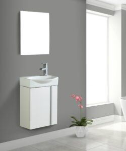 fine fixtures compacto small bathroom vanity set with sink -wall-mounted cabinet- sink top, and mirror included (white)