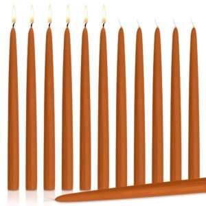 orange halloween dripless taper candles 8" inch tall wedding, holiday decorations candle set of 12 (pumpkin