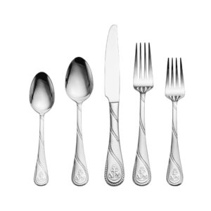 towle everyday anchor flatware service for 4, 20 piece set, 18/0 stainless steel, silverware set