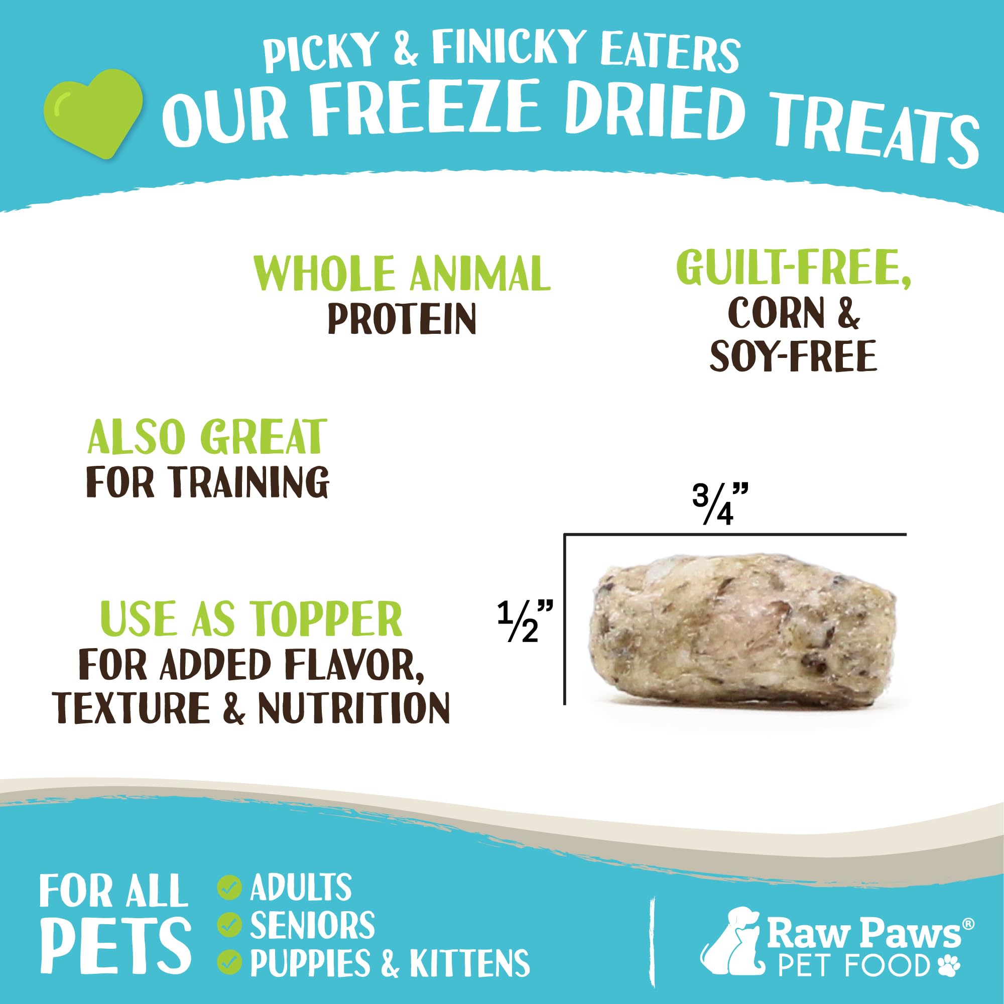 Raw Paws Freeze-Dried Green Beef Tripe for Dogs & Cats, 8-oz - Made in USA - Raw Freeze Dried Dog Treats - Free-Range Cows - Grain & Wheat Free Beef Green Tripe Cat Treats - Raw Tripe Treats for Dogs