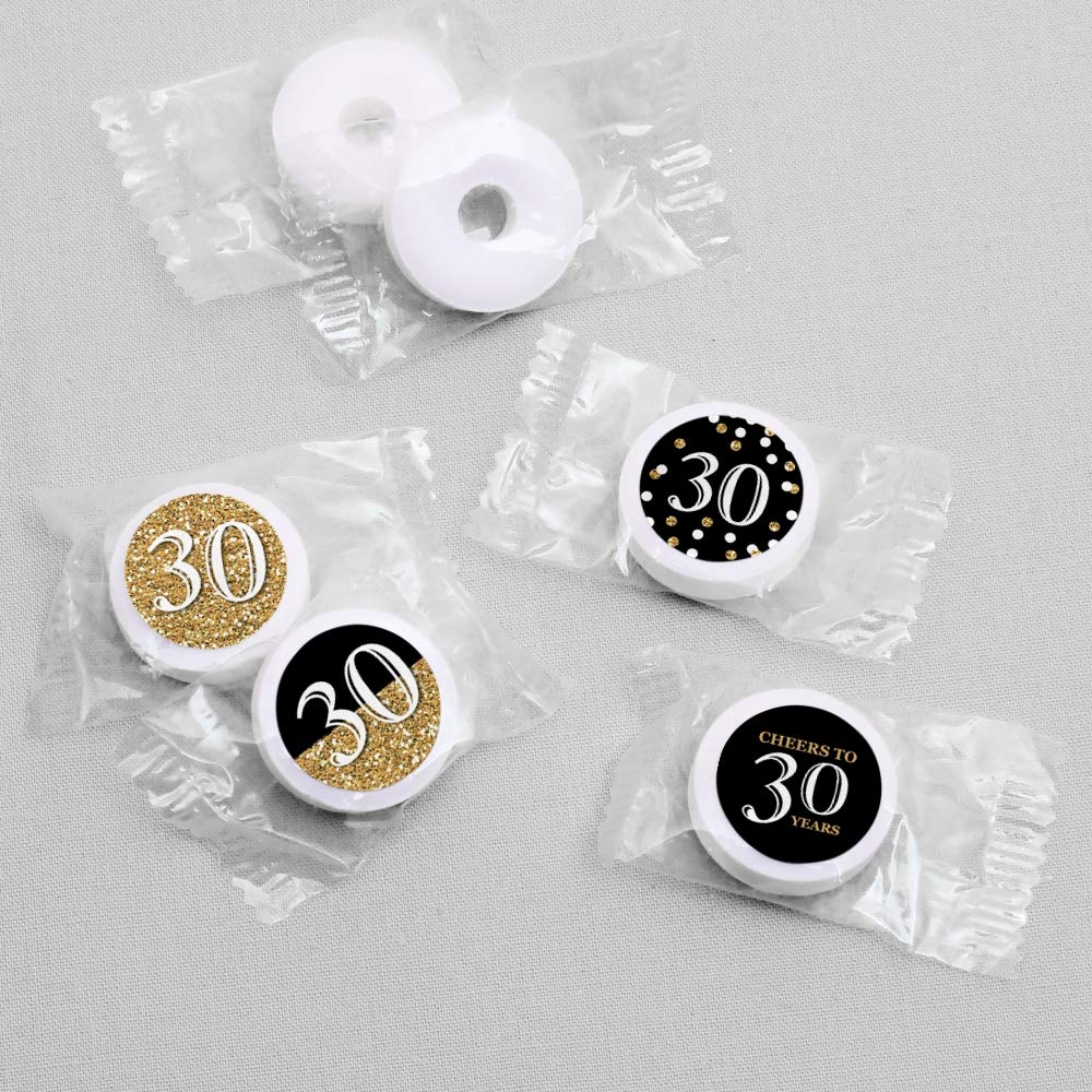 Big Dot of Happiness Adult 30th Birthday - Gold - Birthday Party Round Candy Sticker Favors - Labels Fit Chocolate Candy (1 Sheet of 108)