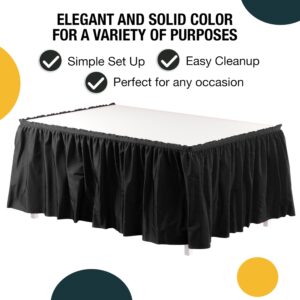 Exquisite Black Table Skirt 6 Pack 29" X 14' Disposable Plastic Table Skirts for Rectangle Tables 6ft + or Round Tables - Ruffle Table Skirt with Adhesive Strip - Gender Reveal Decor & Party