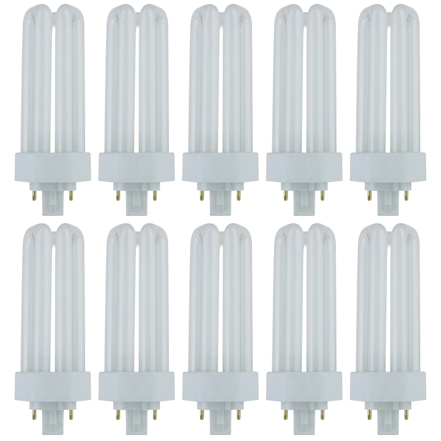 Sunlite PLT26/E/SP Compact Fluorescent Plug-in PLT 4-Pin Triple Tube, 26 Watts, 4-Pin GX24q3 Base, 1800 Lumens, 4100K Cool White, 10 Pack