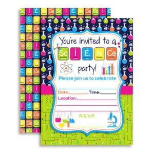 amanda creation science themed birthday party fill in invitations set of 20 with envelopes