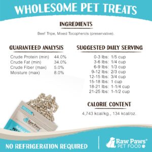 Raw Paws Freeze-Dried Green Beef Tripe for Dogs & Cats, 8-oz - Made in USA - Raw Freeze Dried Dog Treats - Free-Range Cows - Grain & Wheat Free Beef Green Tripe Cat Treats - Raw Tripe Treats for Dogs