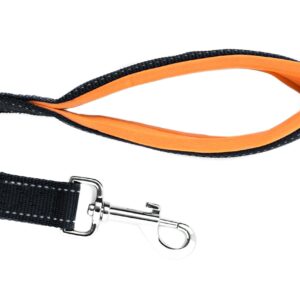 Mighty Paw Dual Handle Dog Leash - Reflective for Night Safety - Padded Leash - Dog Leash with Two Handles - Dog Leash with Carabiner Clip - Traffic Handle Leash - 6 Feet Long Dog Leash (Black/Orange)