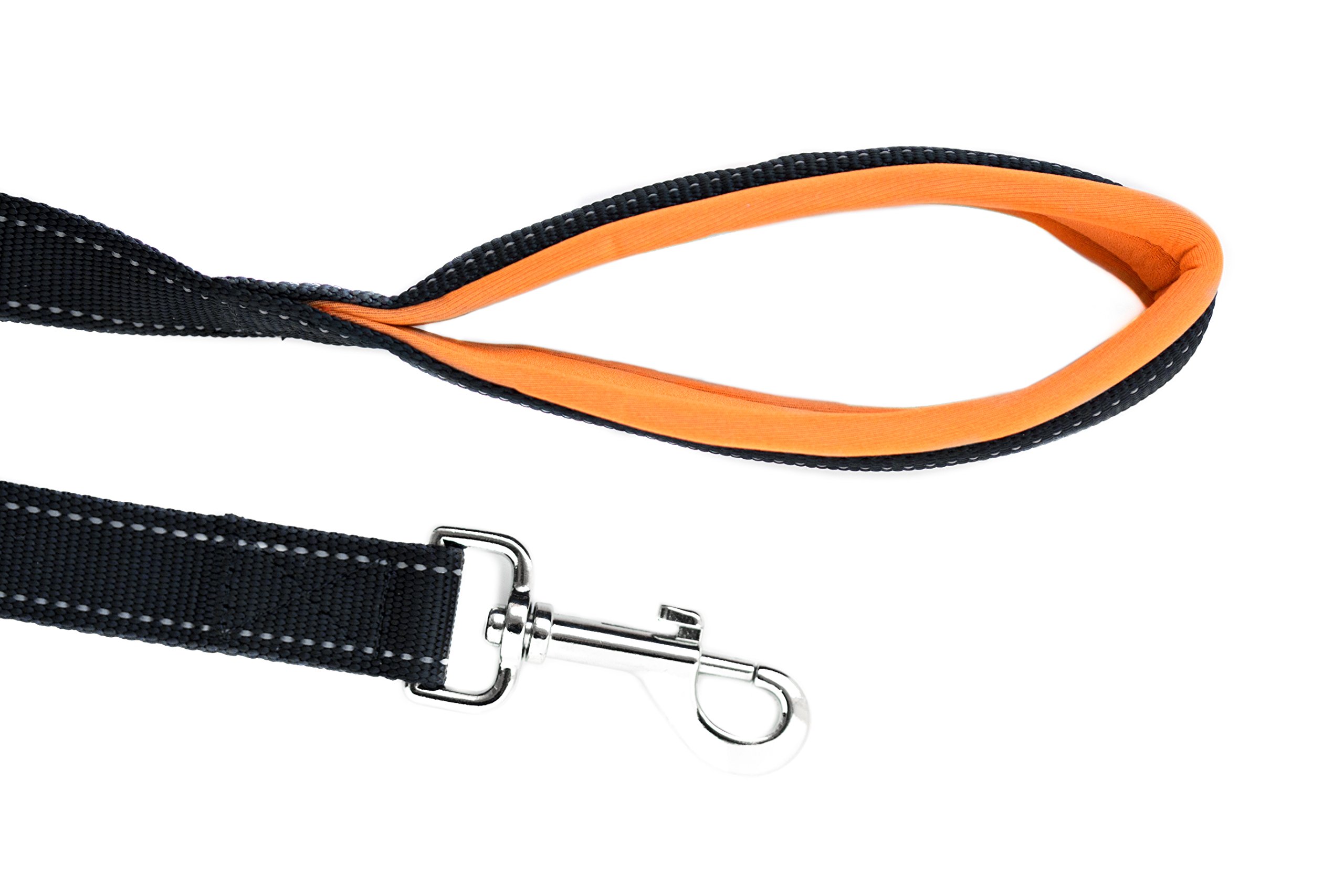 Mighty Paw Dual Handle Dog Leash - Reflective for Night Safety - Padded Leash - Dog Leash with Two Handles - Dog Leash with Carabiner Clip - Traffic Handle Leash - 6 Feet Long Dog Leash (Black/Orange)