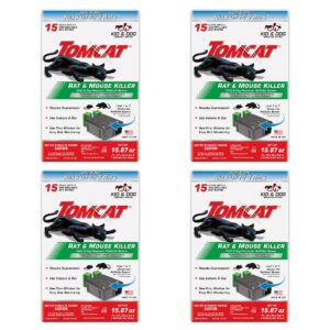 tomcat rat & mouse killer child & dog resistant, refillable station, 1 station, 15 bait blocks (4-pack)