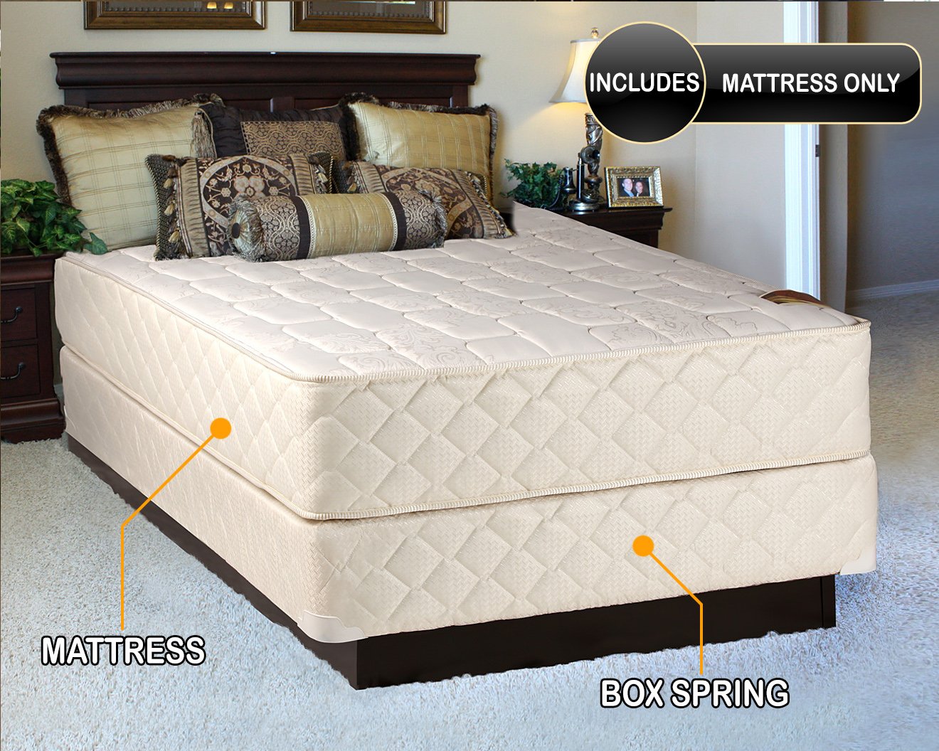 Dream Solutions USA Grandeur Deluxe Medium Firm (Full XL - 54"x80"x12") Mattress Only - Medium Firm, Fully Assembled, Good for Your Back, Luxury Height, Long Lasting and 2 Sided