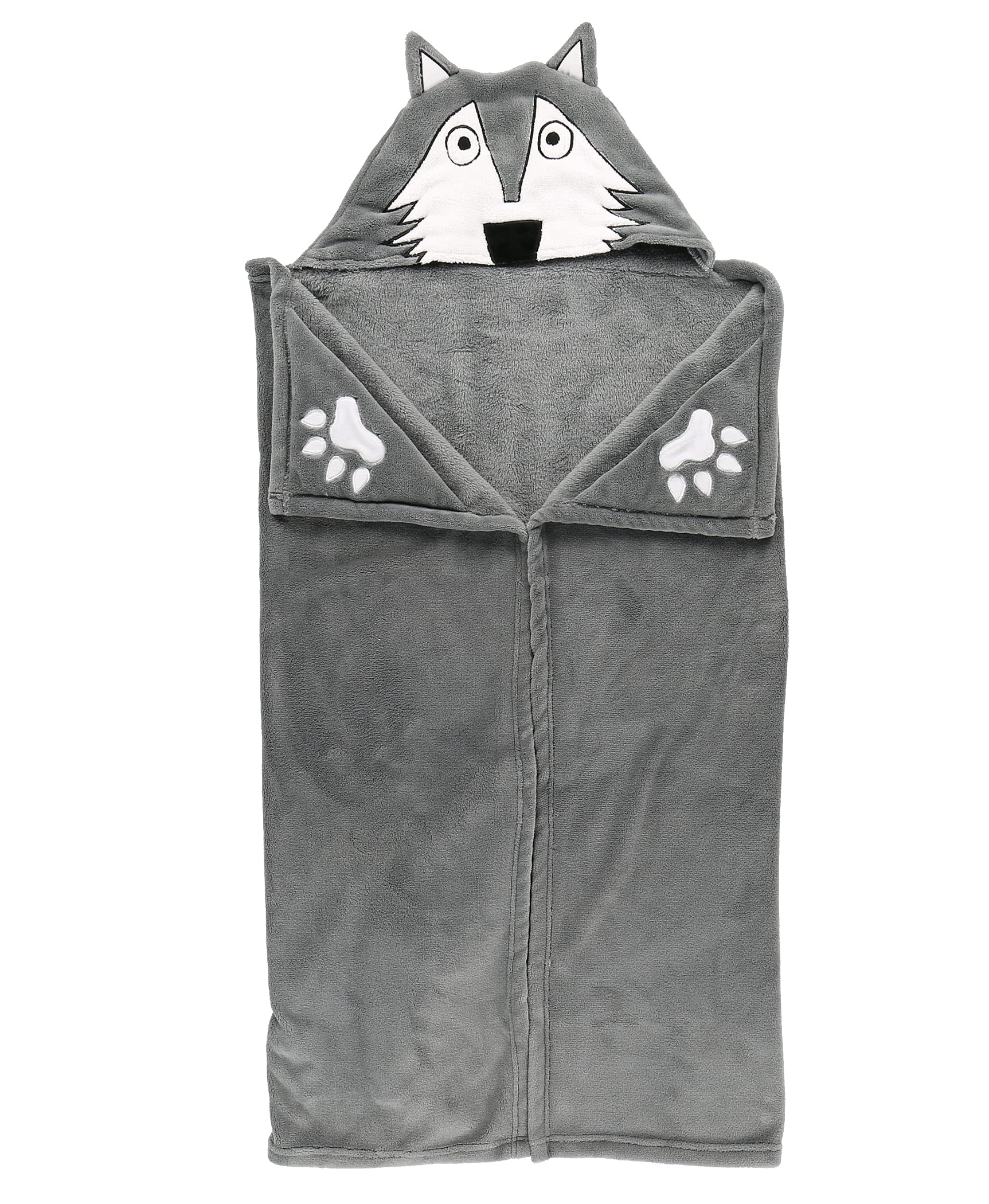 Lazy One Wearable Hooded Blanket for Kids, Animal Hooded Blanket (Wolf Blanket)