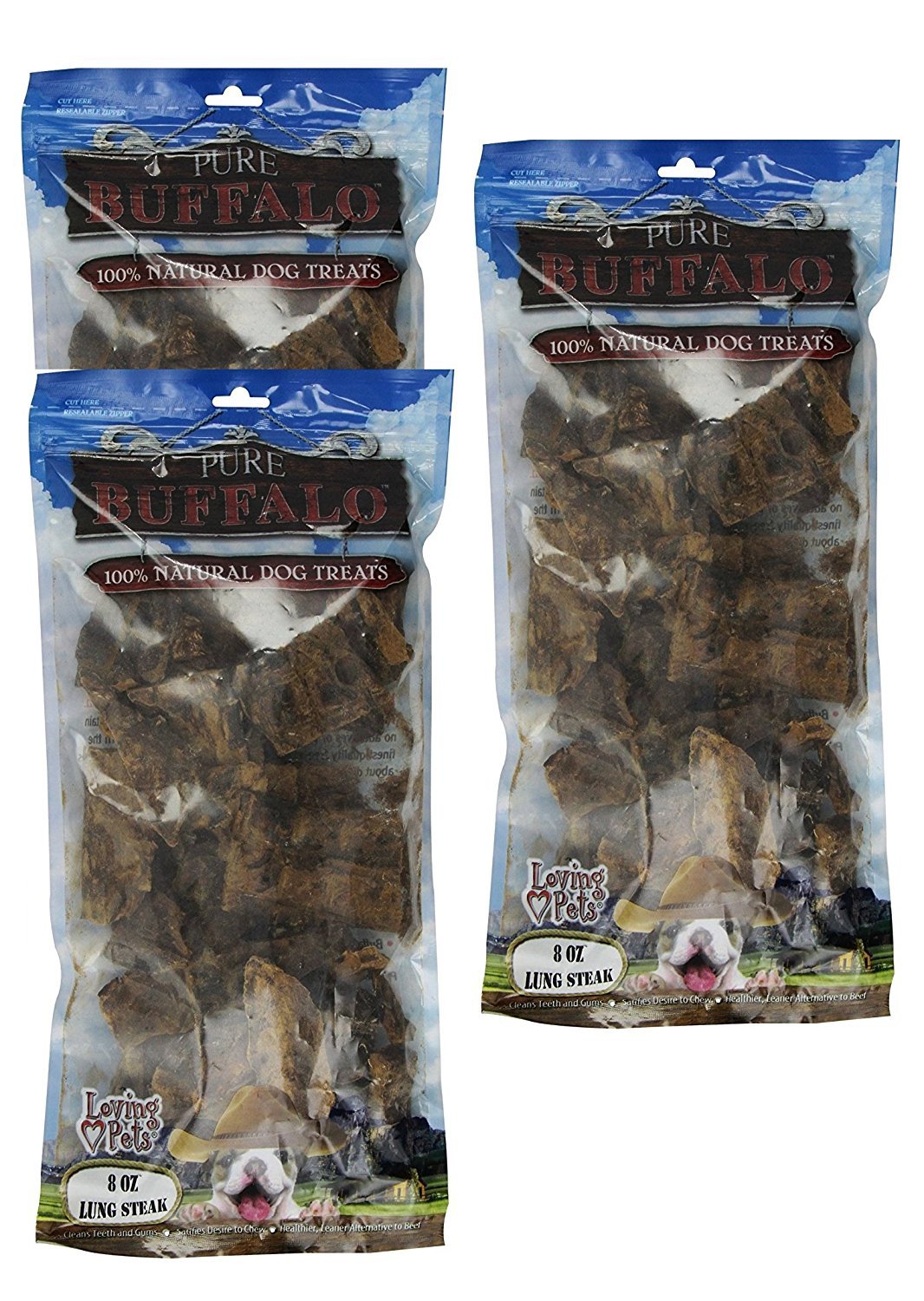 Loving Pets Pure Buffalo Lung Steaks Dog Treat, 24-Ounce