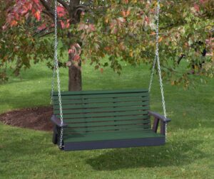 ecommersify inc 4ft-turf green-poly lumber roll back porch swing heavy duty everlasting polytuf hdpe - made in usa - amish crafted