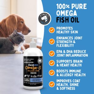 100% Pure Omega 3 Fish Oil for Dogs & Cats - Omegease Supplement for Skin & Coat, Itching, Shedding, Joints & Immune Health (32 oz)