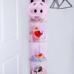 Handy Laundry 5 Tier Storage Organizer - 12" X 59" - Hang in Your Children's Room or Closet for a Fun Way to Organize Kids Toys or Store Gloves, Hats and Mittens. Attaches Easily to Any Rod. (Pig)