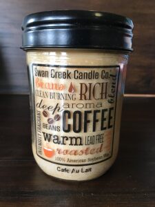 swan creek candle co. 12 oz kitchen pantry jar: cafe au lait