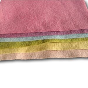 100% kbt sheeps wool, plant dyed, bioland felt sheets - 6 pcs assorted pastel colors 15x20cm (6x7.8")