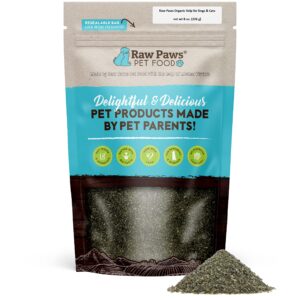 raw paws organic kelp for dogs & cats, 8-oz - iodine rich for thyroid, digestive & immune health - seaweed powder for dogs, sea kelp for cats, kelp supplement for dogs, dried kelp powder for dogs