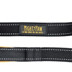 Mighty Paw Dual Handle Dog Leash - Reflective for Night Safety - Padded Leash - Dog Leash with Two Handles - Dog Leash with Carabiner Clip - Traffic Handle Leash - 6 Feet Long Dog Leash (Black/Orange)