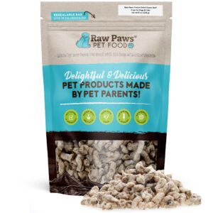 raw paws freeze-dried green beef tripe for dogs & cats, 8-oz - made in usa - raw freeze dried dog treats - free-range cows - grain & wheat free beef green tripe cat treats - raw tripe treats for dogs